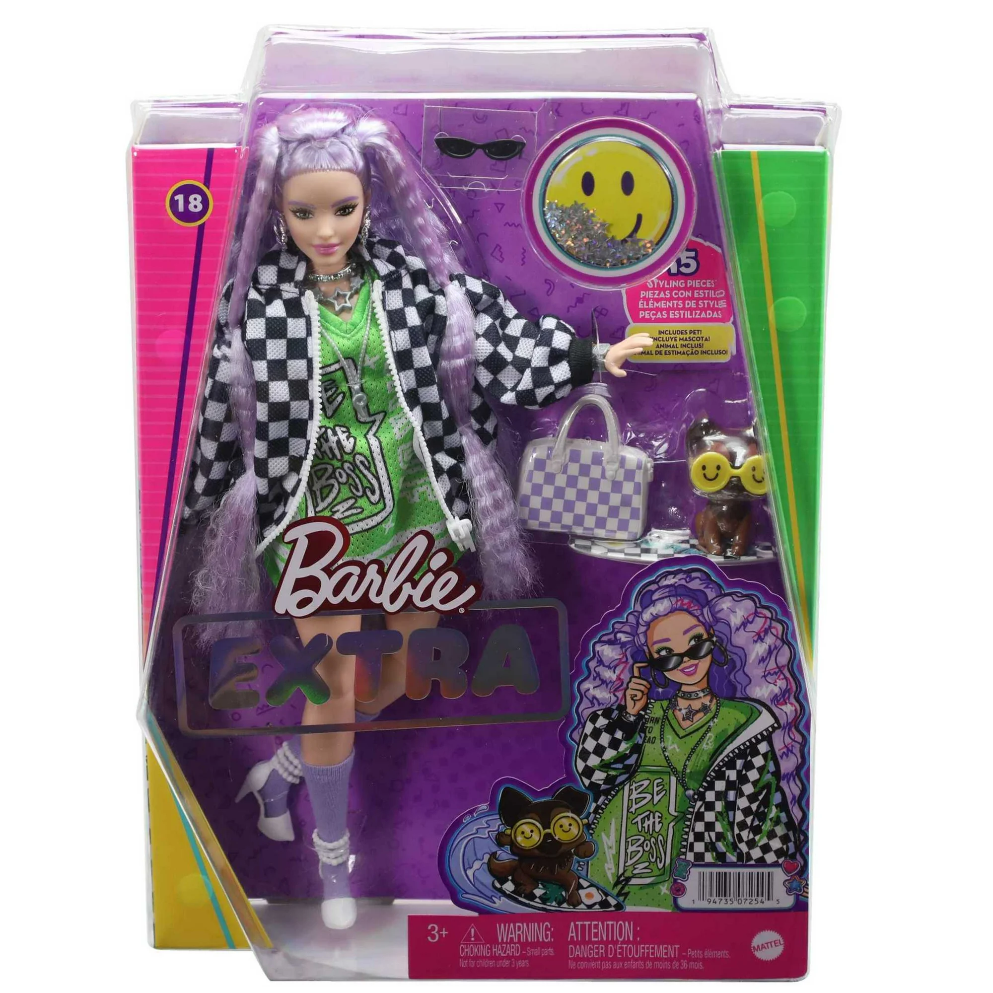 Barbie Extra Fashion Doll with Lavender Hair & Brown Eyes - Toy Store Pakistan